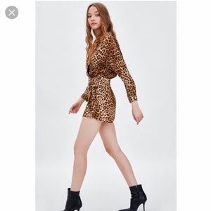 Zara | Dresses | Zara Leopard Print Romper | Poshmark